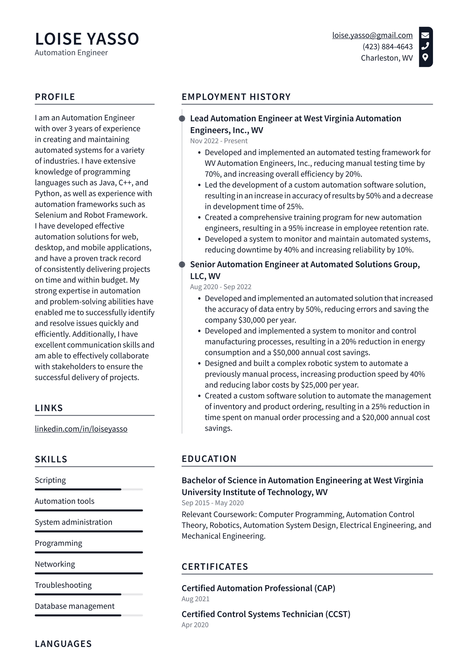Netflix Automation Engineer Resume Examples | ResumeCat