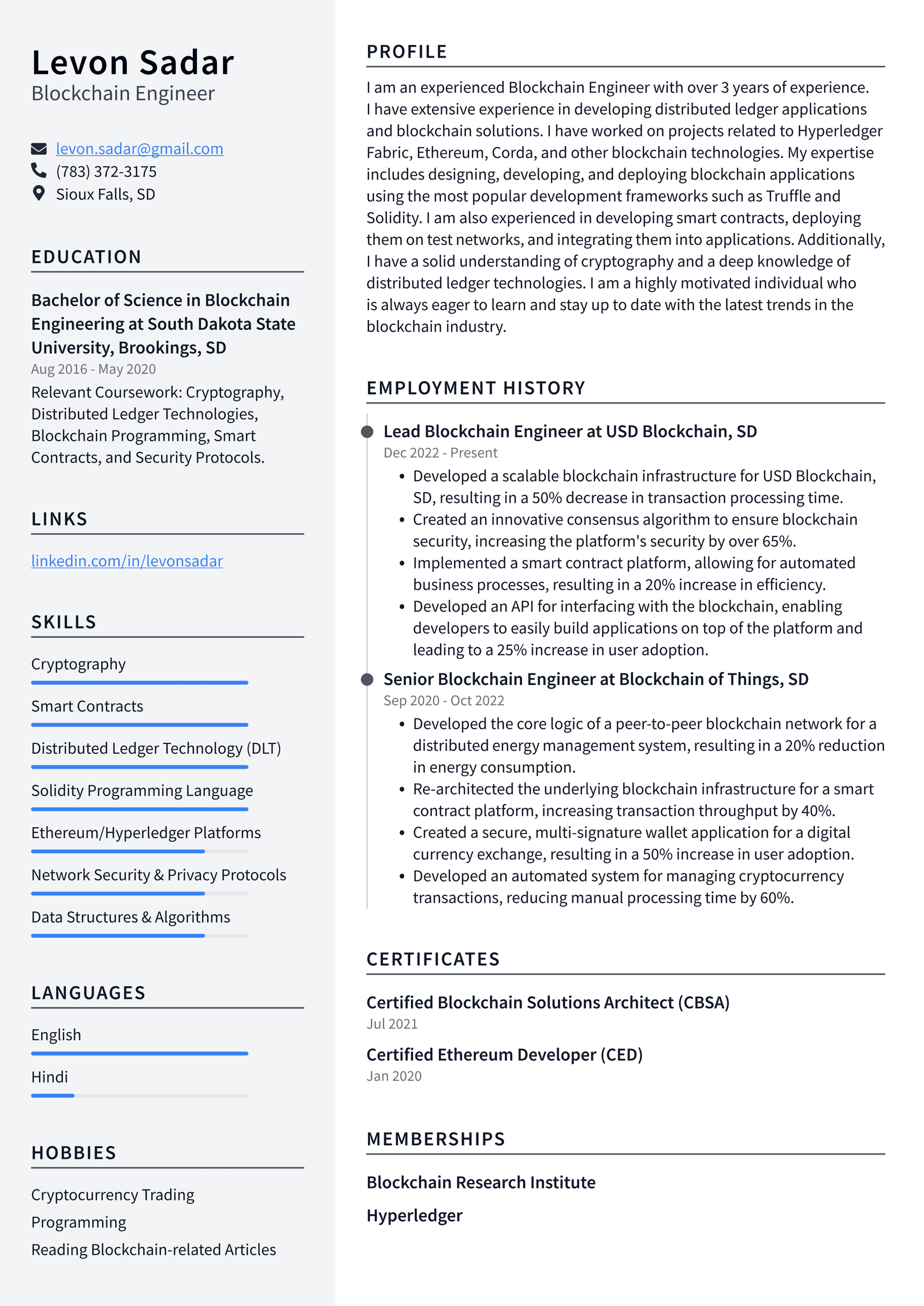 Netflix Blockchain Engineer Resume Examples | ResumeCat