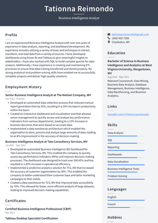 Netflix Business Intelligence Analyst Resume Examples