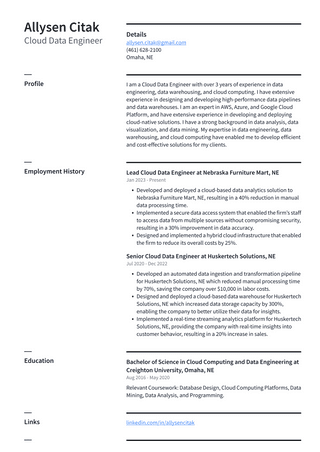 Netflix Cloud Data Engineer Resume Examples | ResumeCat