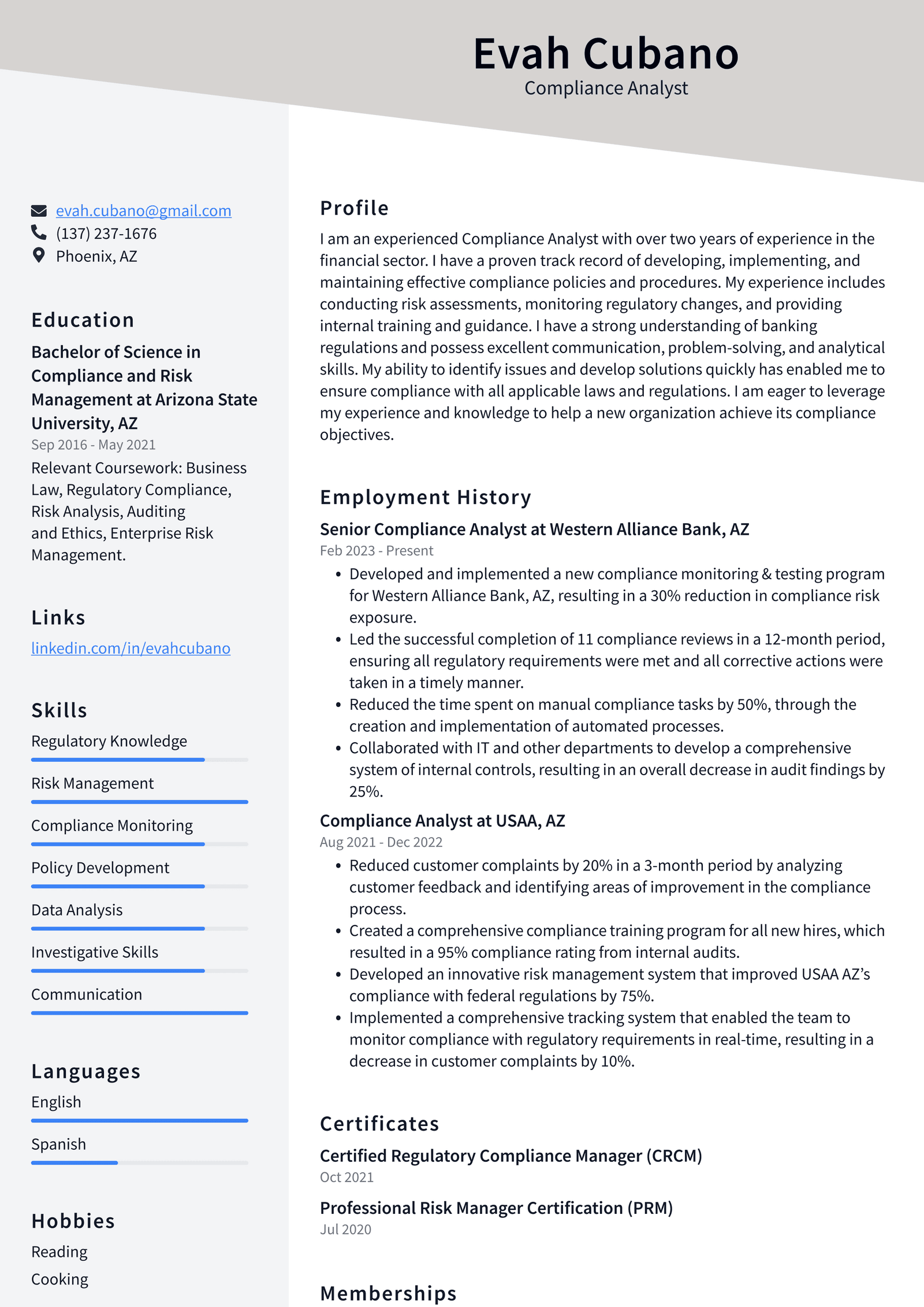 Netflix Compliance Analyst Resume Examples | ResumeCat