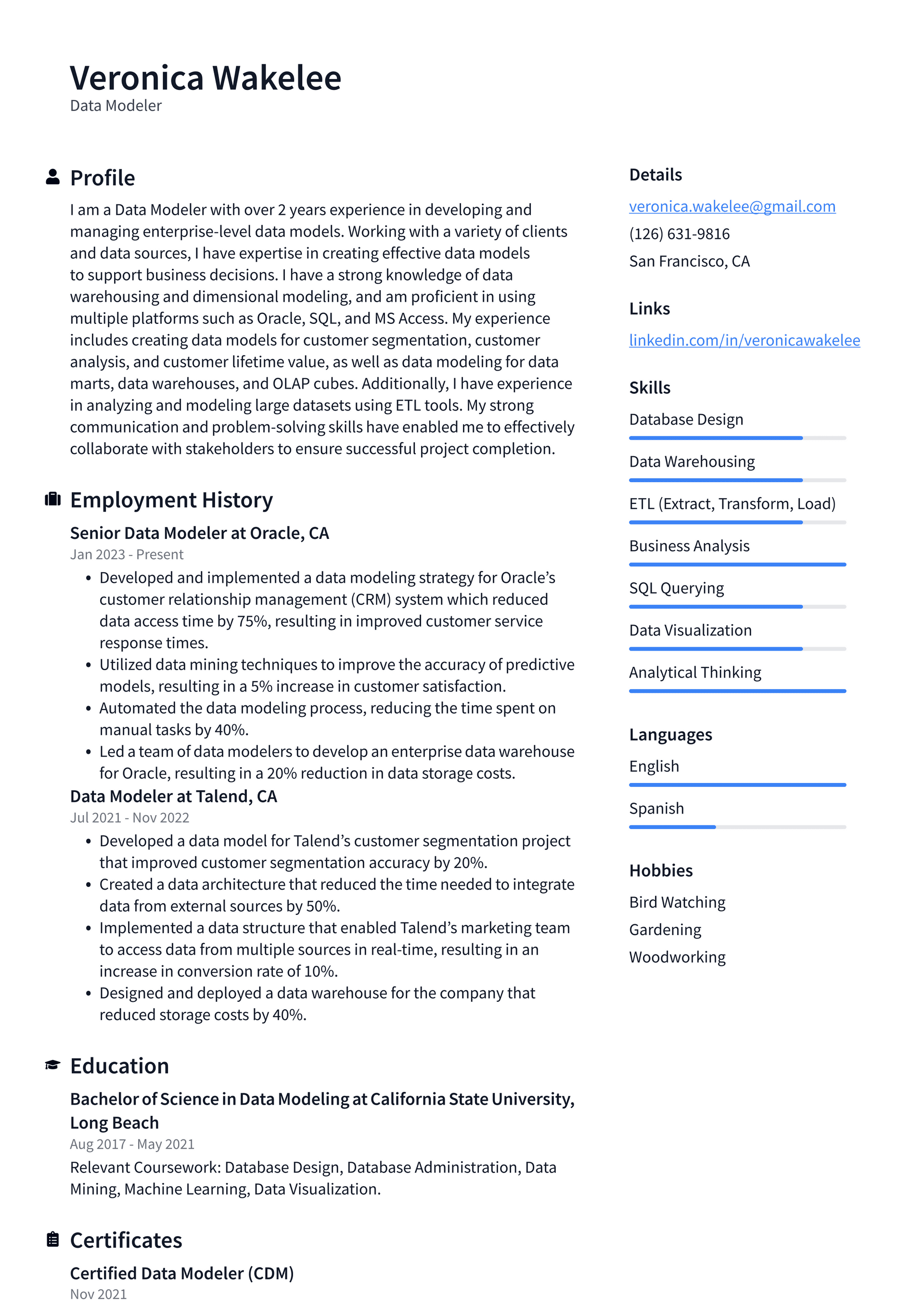 Netflix Data Modeler Resume Examples | ResumeCat