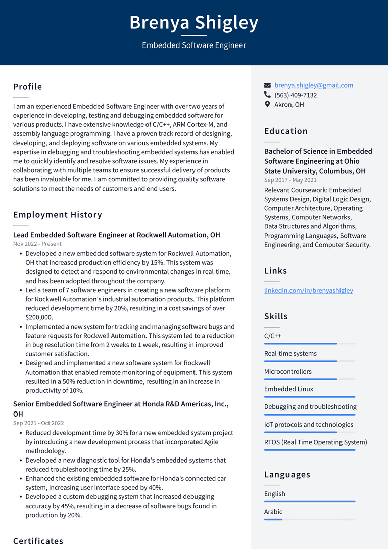 Netflix Embedded Software Engineer Resume Examples