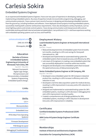 Netflix Embedded Systems Engineer Resume Examples