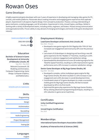 Netflix Game Developer Resume Examples | ResumeCat