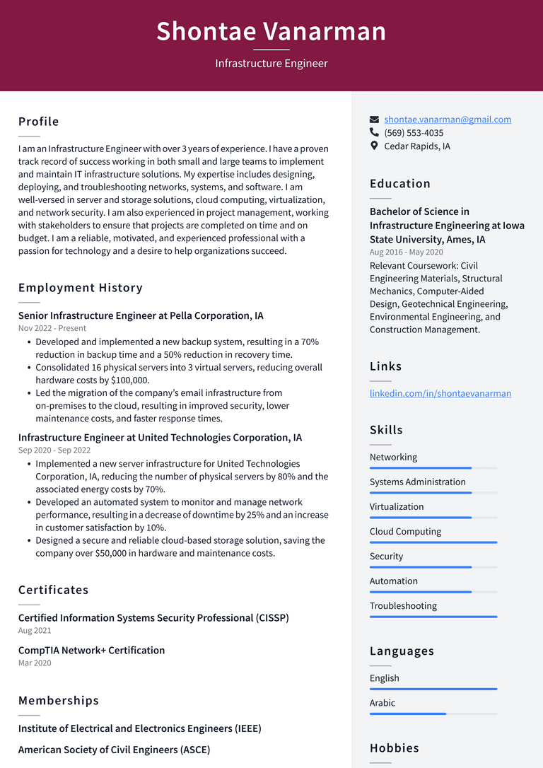 Netflix Infrastructure Engineer Resume Examples | ResumeCat