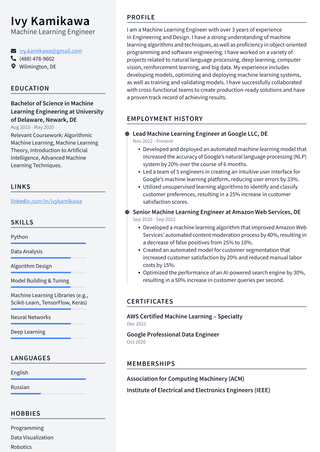 Netflix Machine Learning Engineer Resume Examples