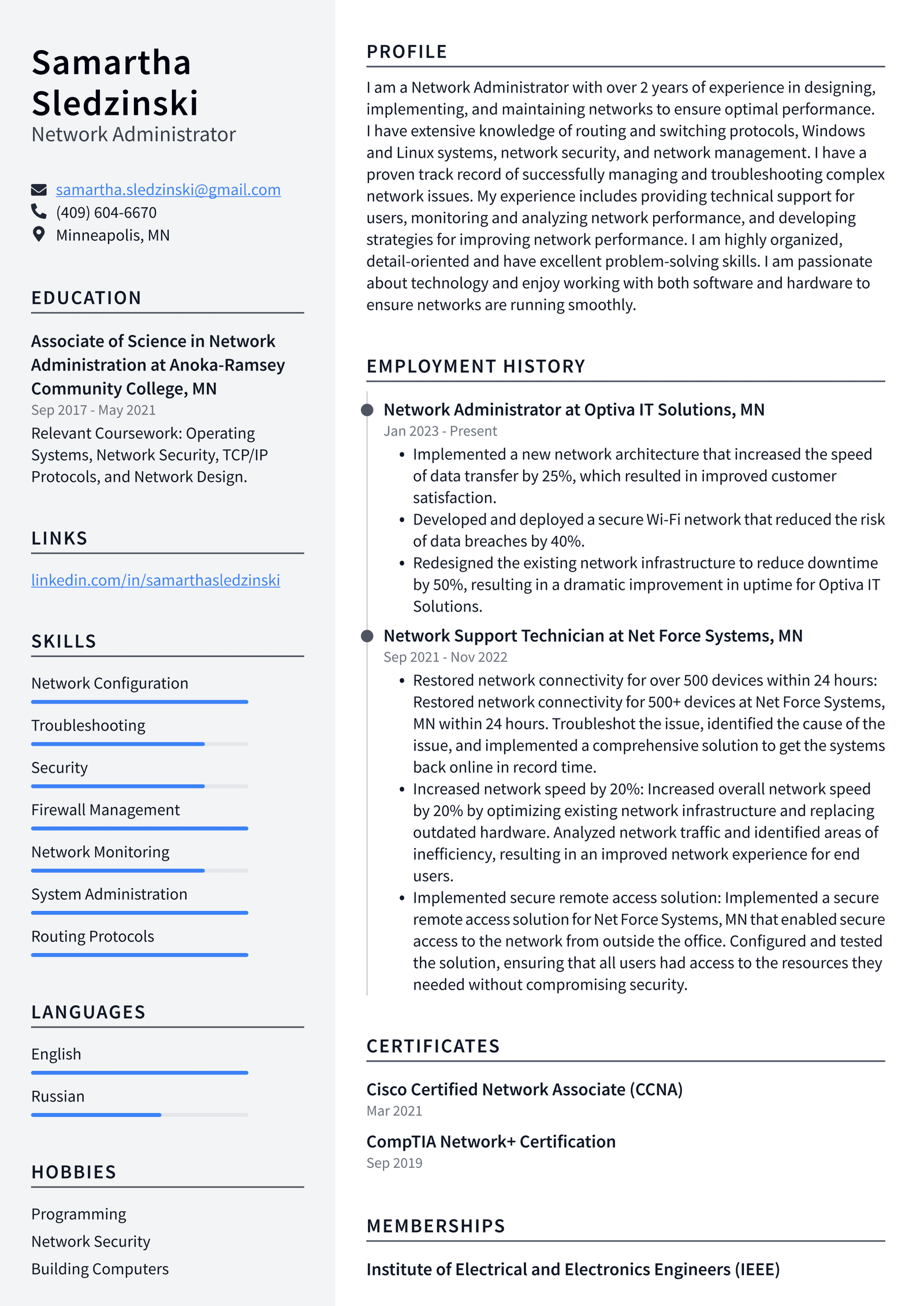 Netflix Network Administrator Resume Examples | ResumeCat