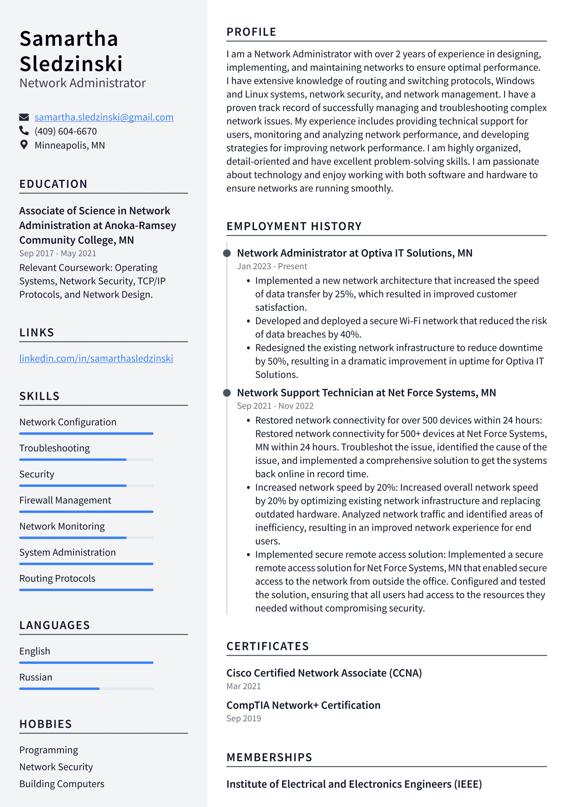 Netflix Network Administrator Resume Examples | ResumeCat