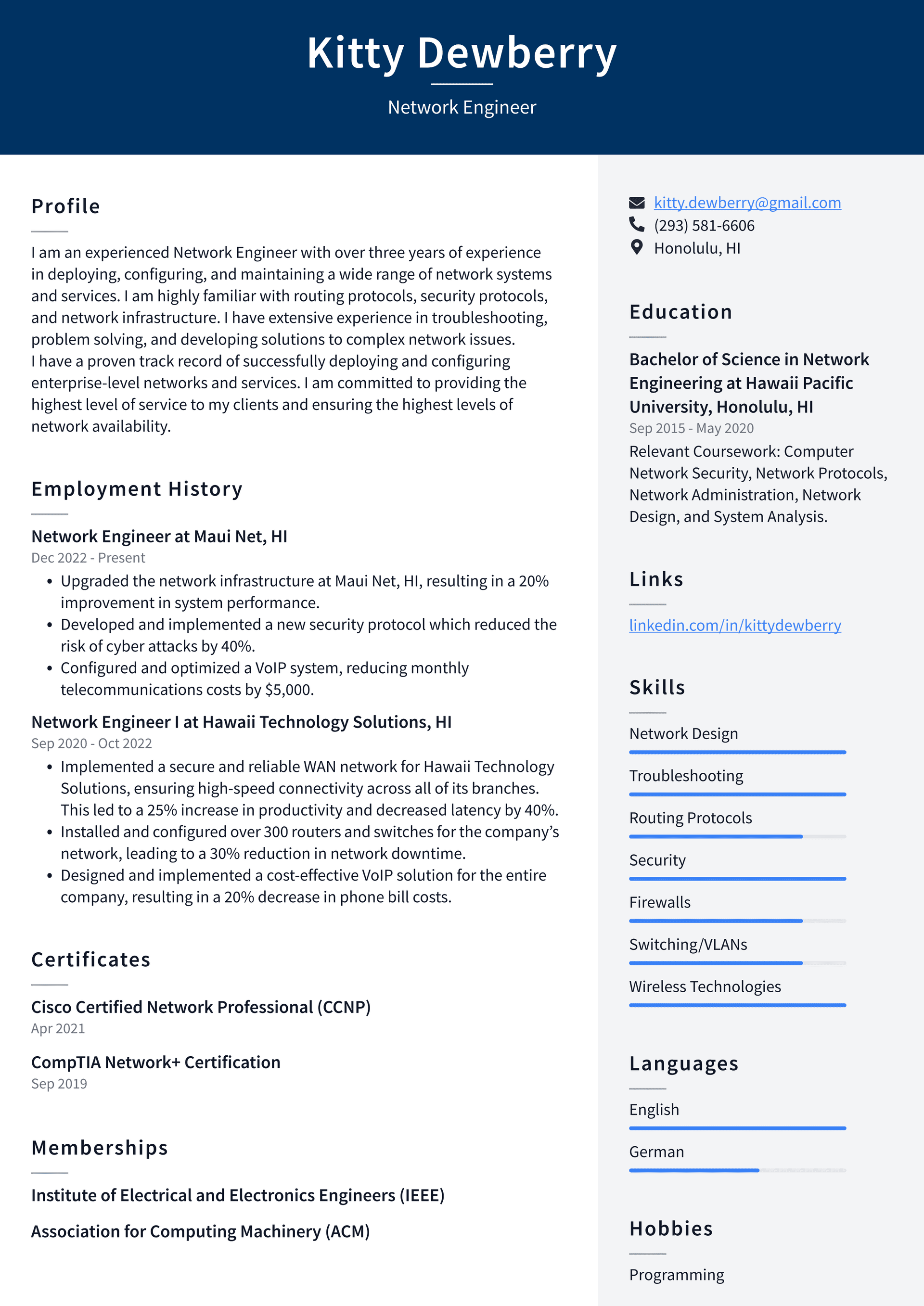 Netflix Network Engineer Resume Examples | ResumeCat