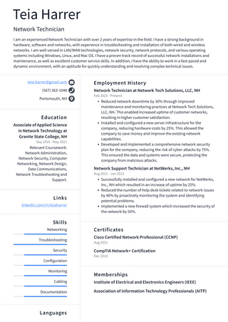 Netflix Network Technician Resume Examples | ResumeCat