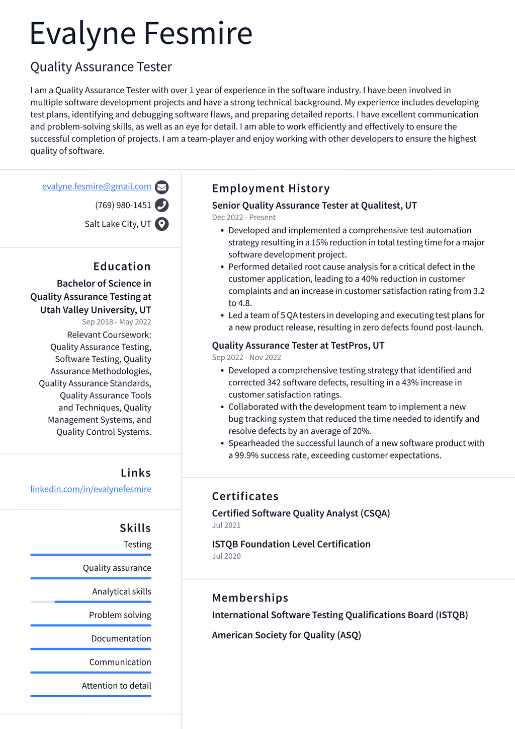 Netflix Quality Assurance Tester Resume Examples | ResumeCat