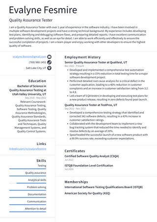 Netflix Quality Assurance Tester Resume Examples | ResumeCat