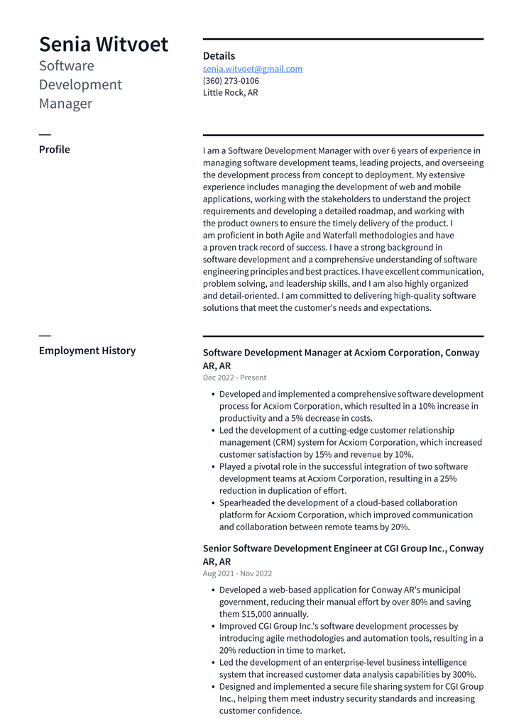 Netflix Software Development Manager Resume Examples