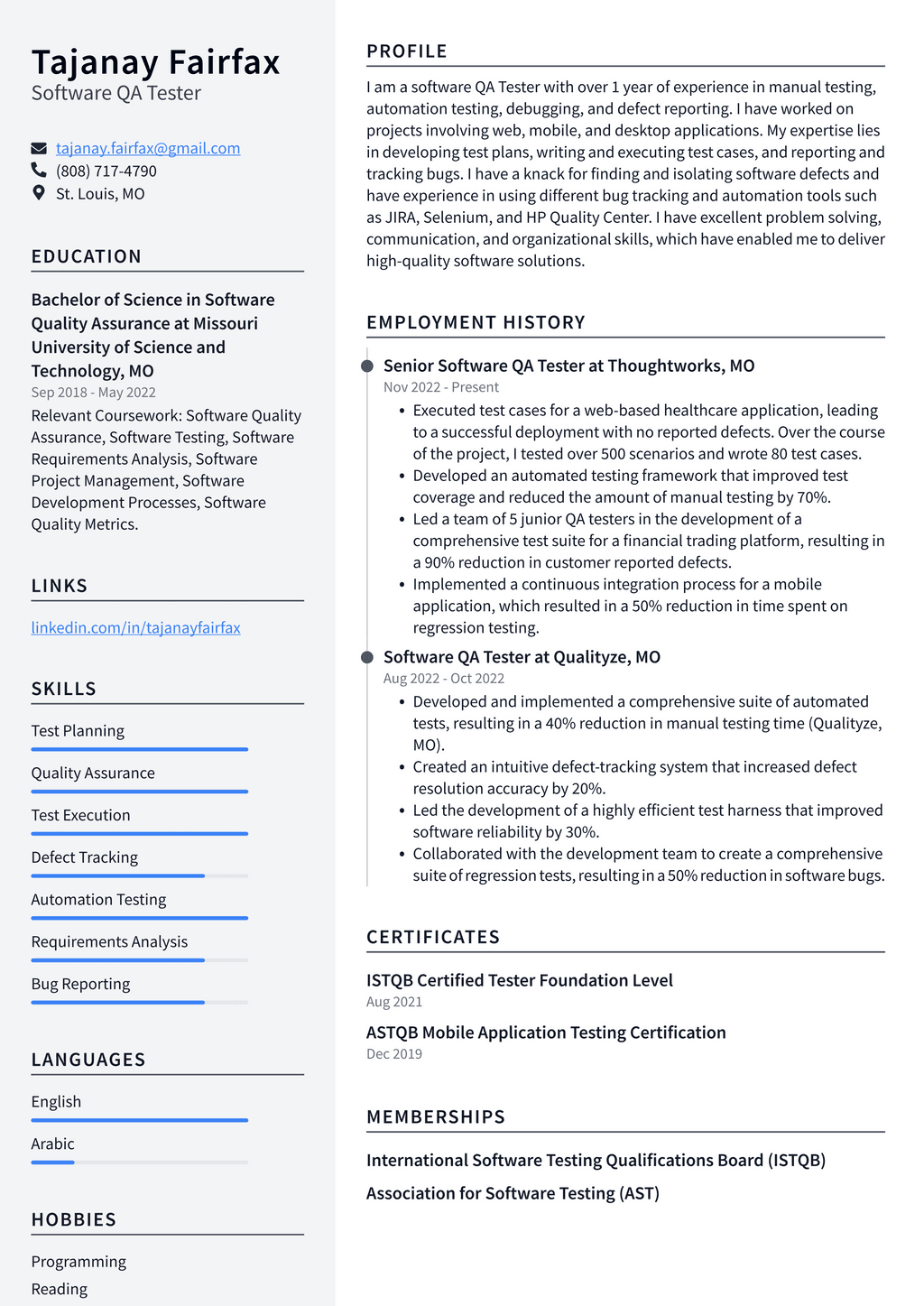Netflix Software QA Tester Resume Examples | ResumeCat