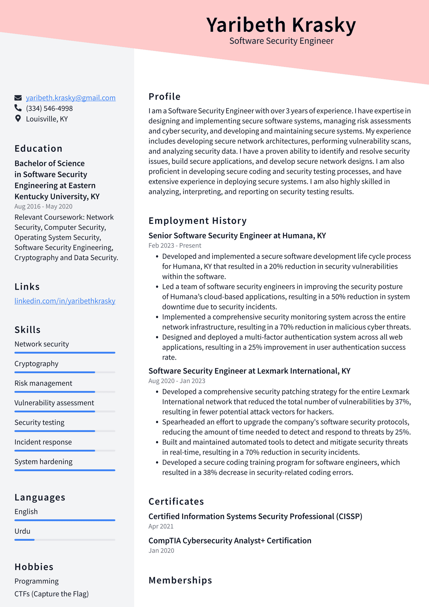 Netflix Software Security Engineer Resume Examples