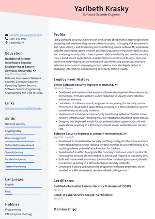 Netflix Software Security Engineer Resume Examples
