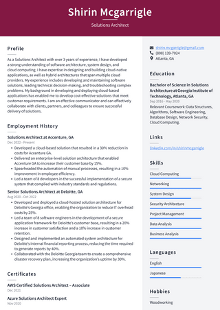 Netflix Solutions Architect Resume Examples | ResumeCat