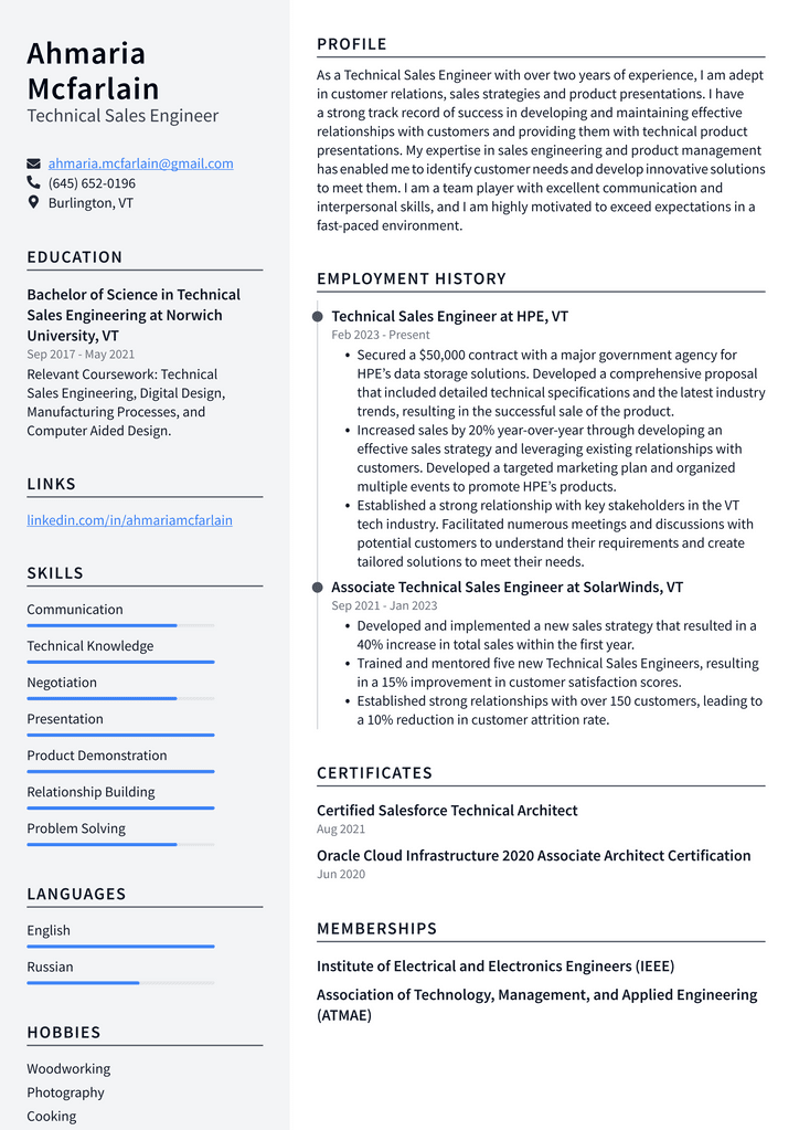 Netflix Technical Sales Engineer Resume Examples | ResumeCat
