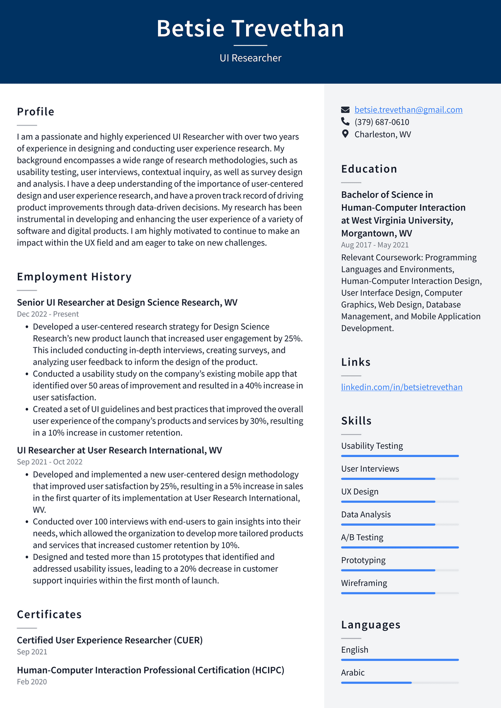 Netflix UI Researcher Resume Examples | ResumeCat