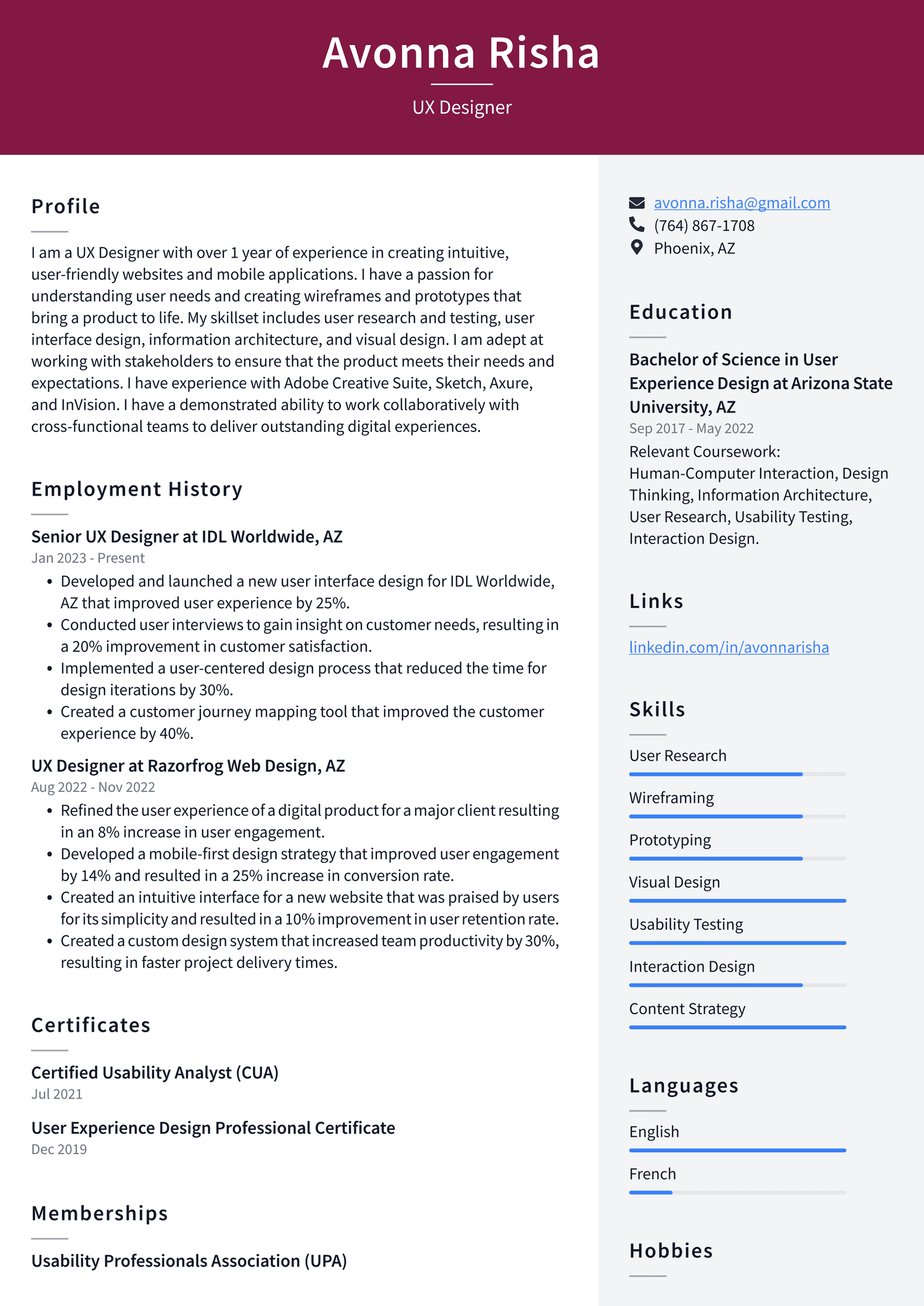 Netflix UX Designer Resume Examples | ResumeCat