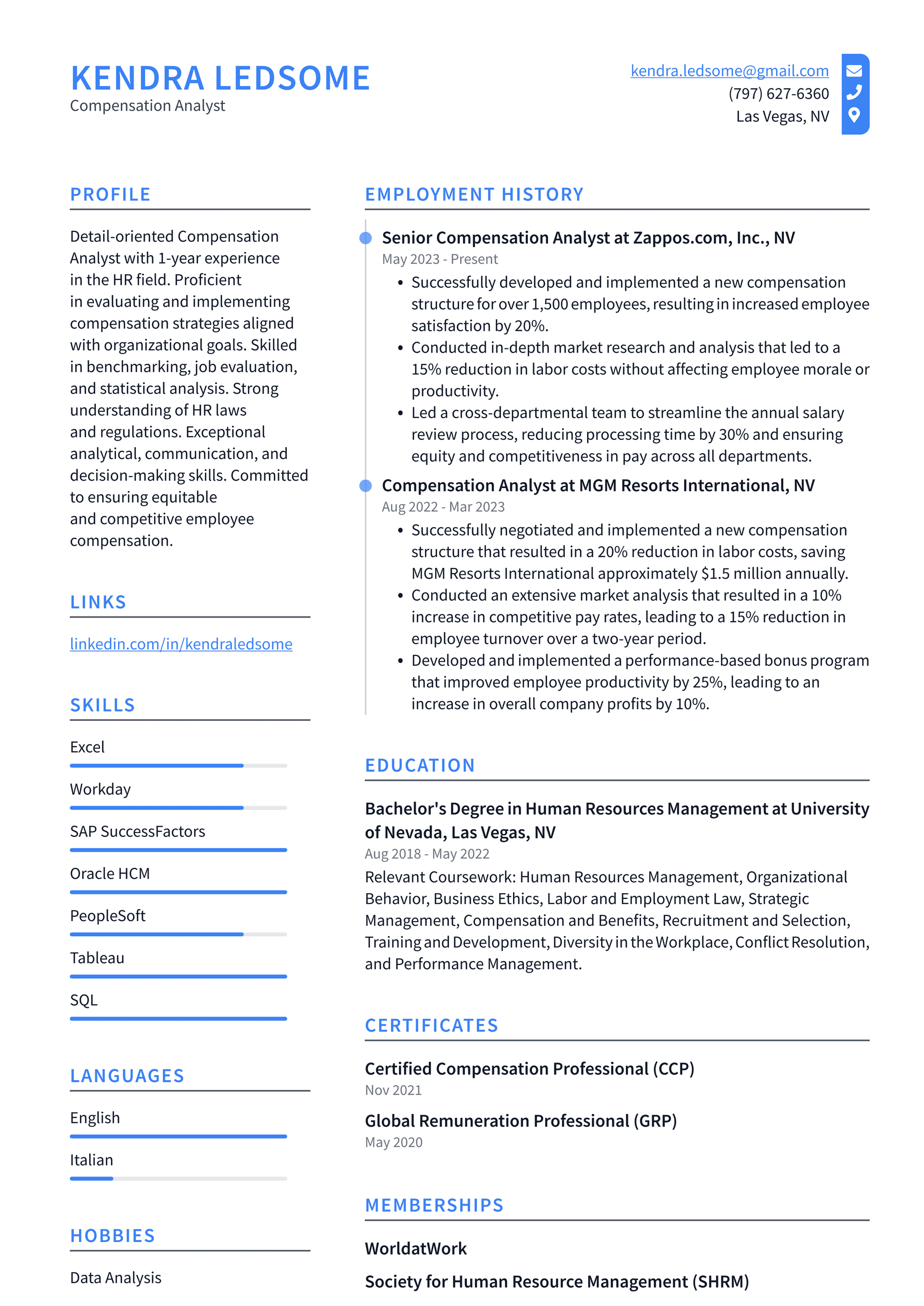 Oracle Compensation Analyst Resume Examples | ResumeCat