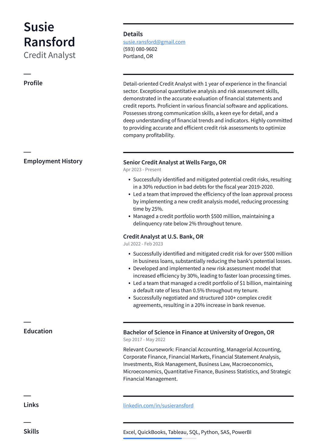 Oracle Credit Analyst Resume Examples | ResumeCat