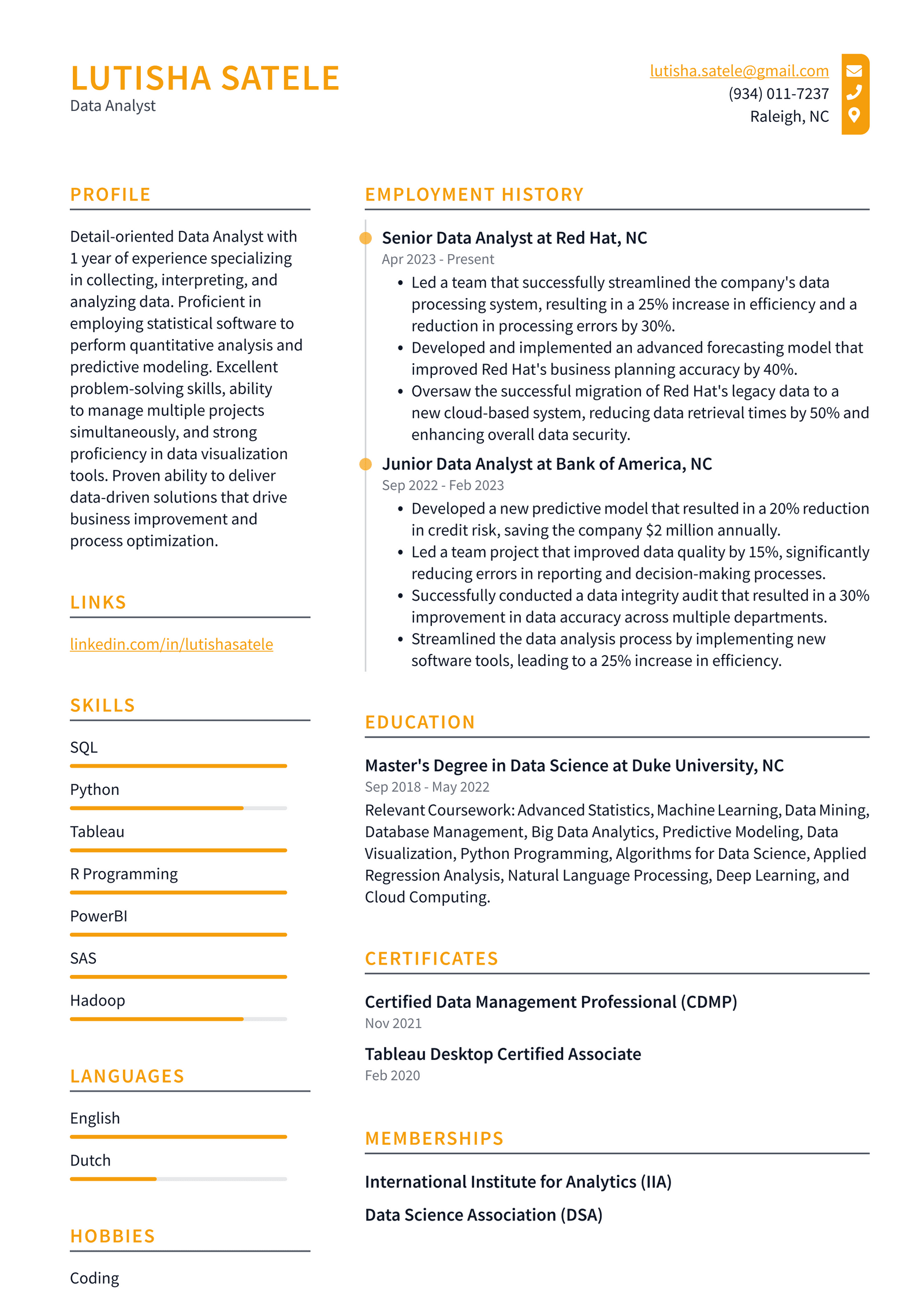 Oracle Data Analyst Resume Examples | ResumeCat