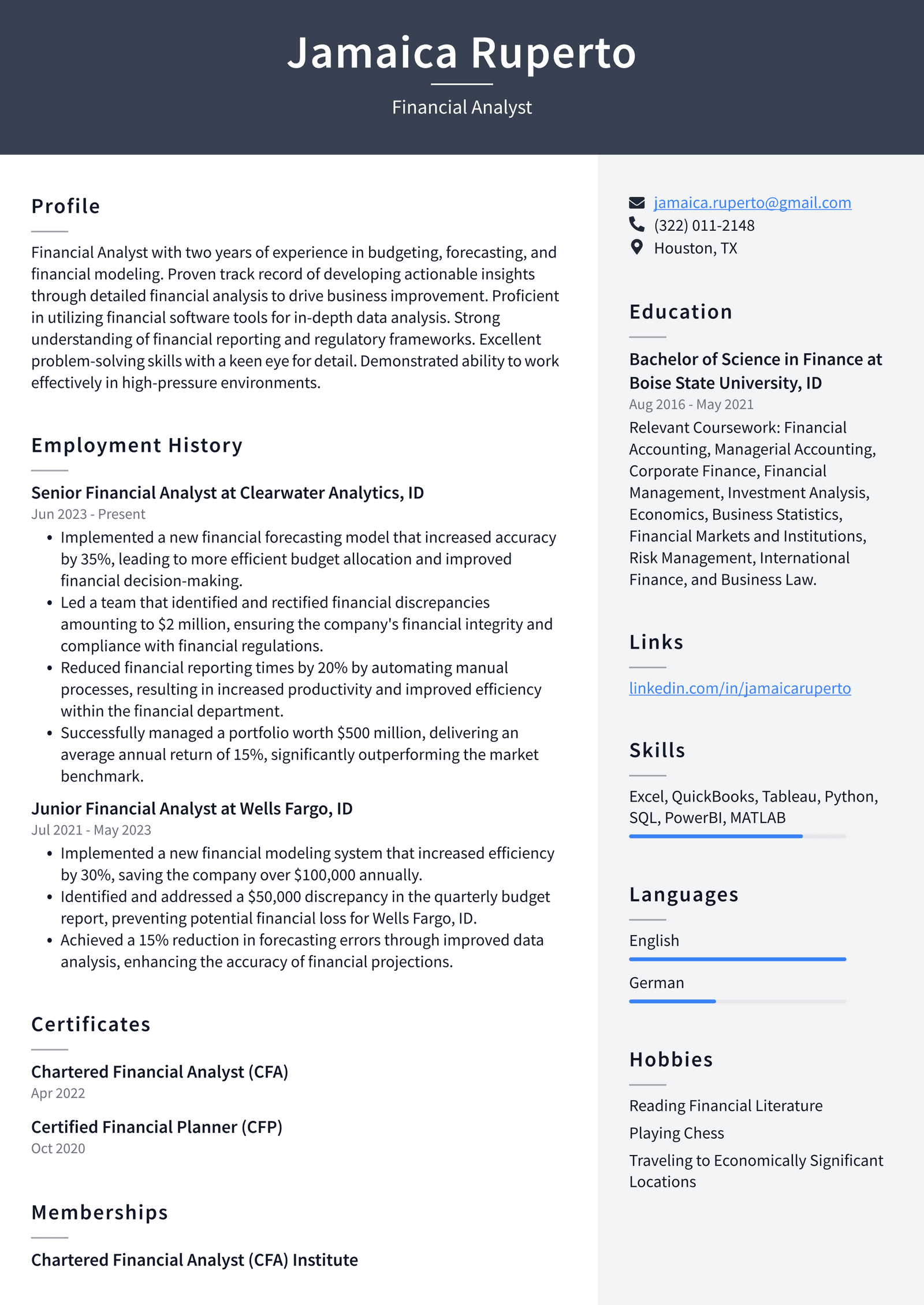 Oracle Financial Analyst Resume Examples | ResumeCat