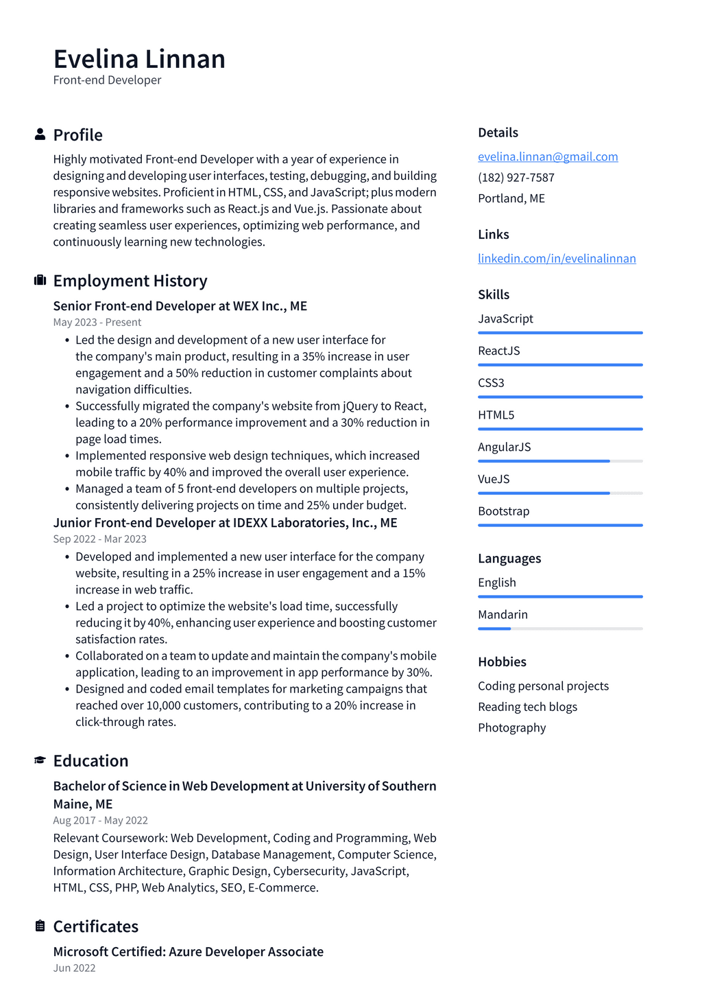 Oracle Front-end Developer Resume Examples | ResumeCat