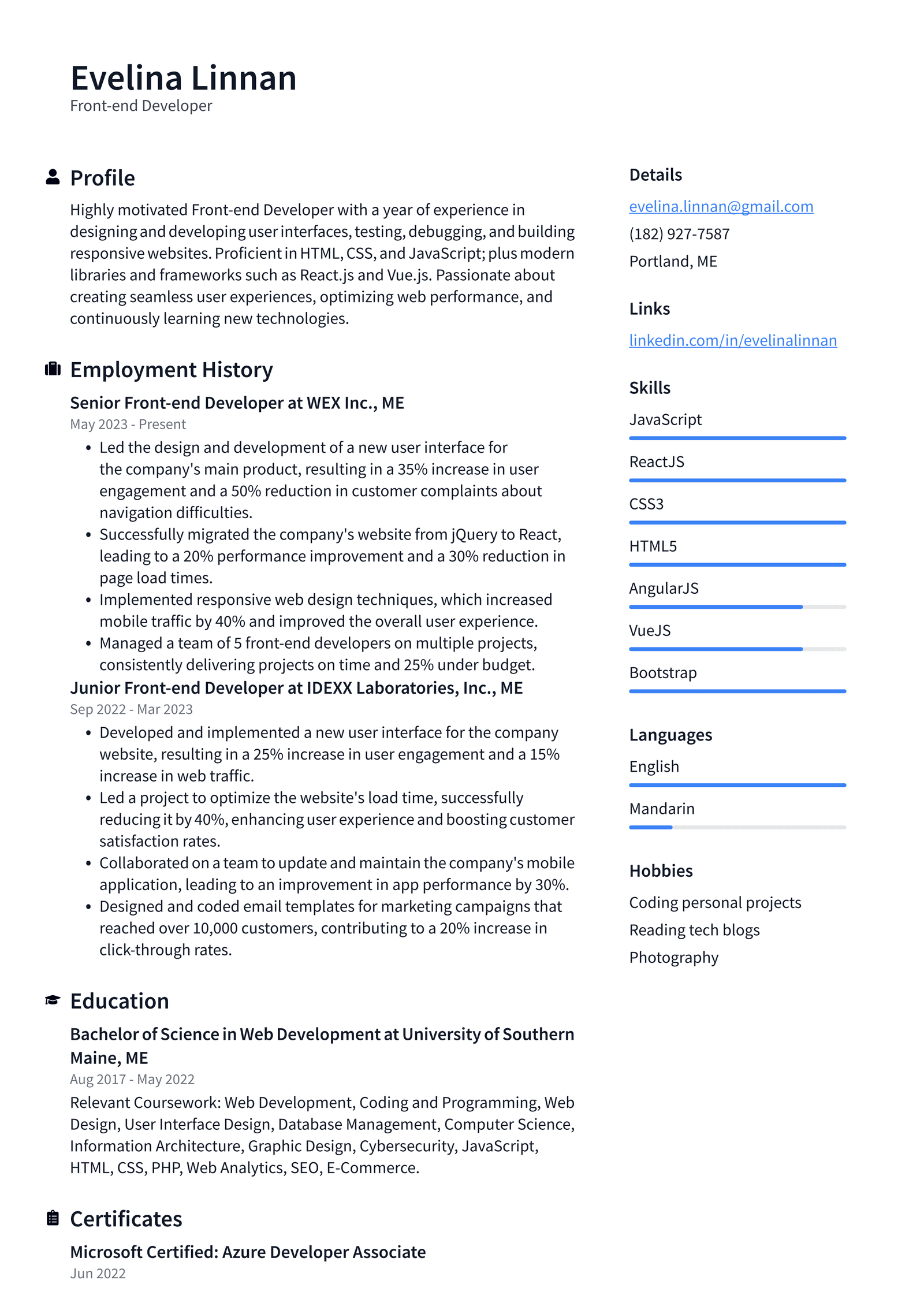 Oracle Front-end Developer Resume Examples | ResumeCat