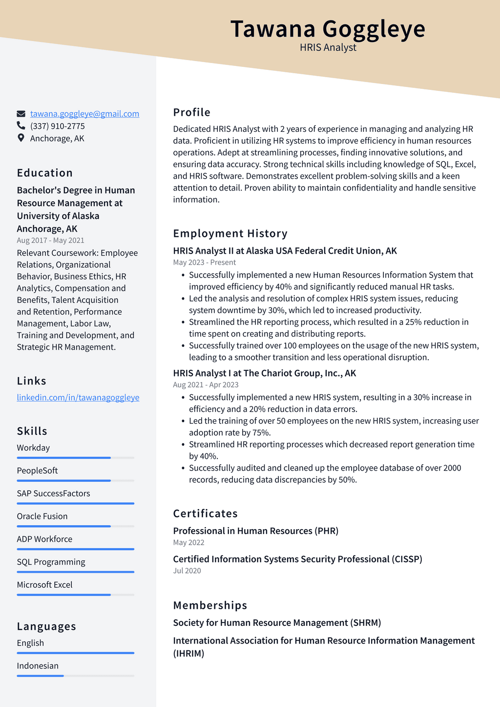 Oracle HRIS Analyst Resume Examples | ResumeCat