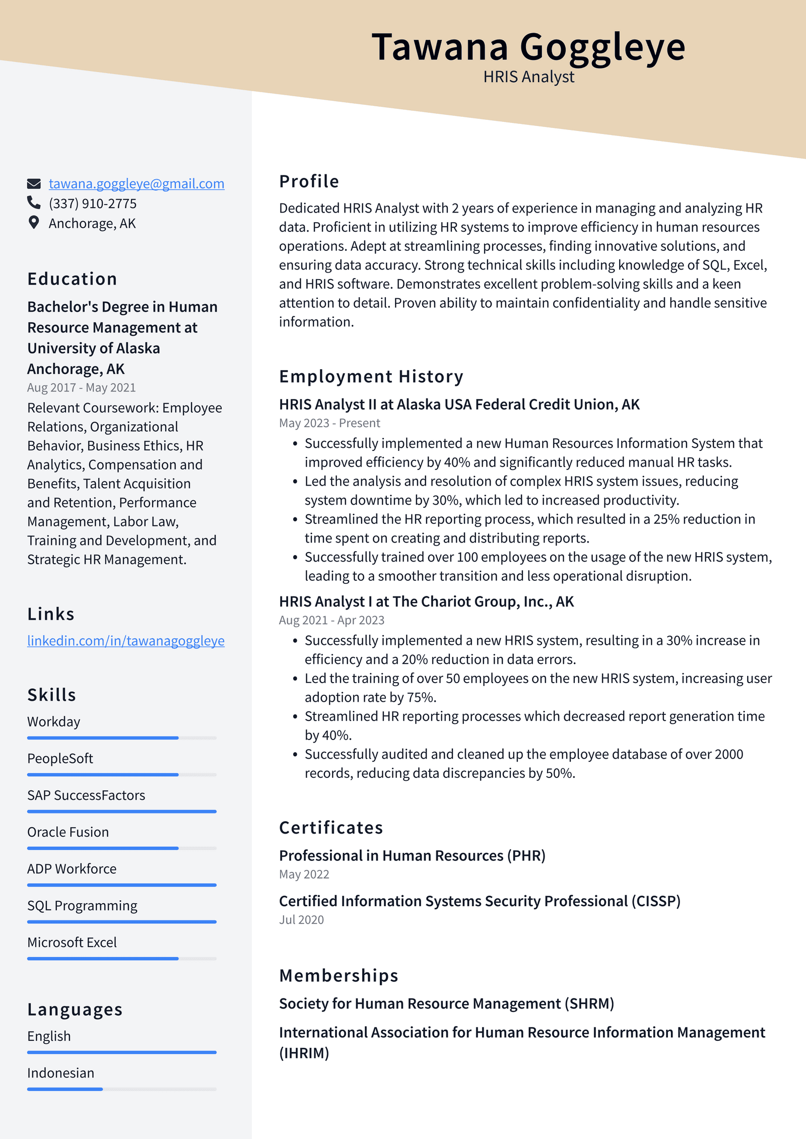 Oracle HRIS Analyst Resume Examples | ResumeCat