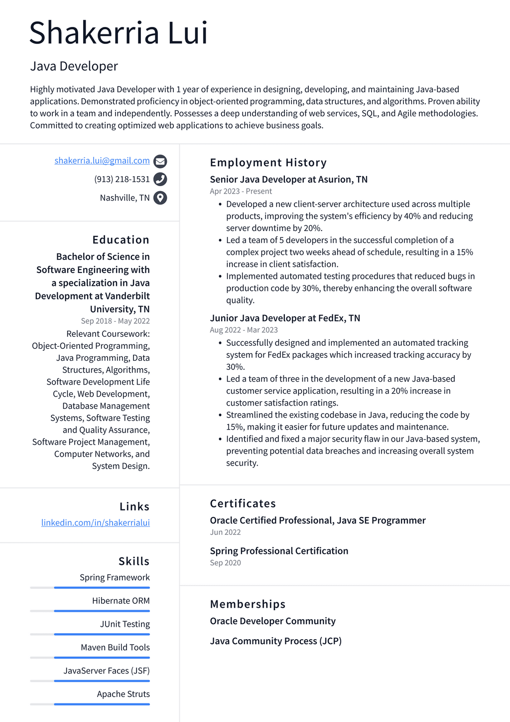 Oracle Java Developer Resume Examples | ResumeCat