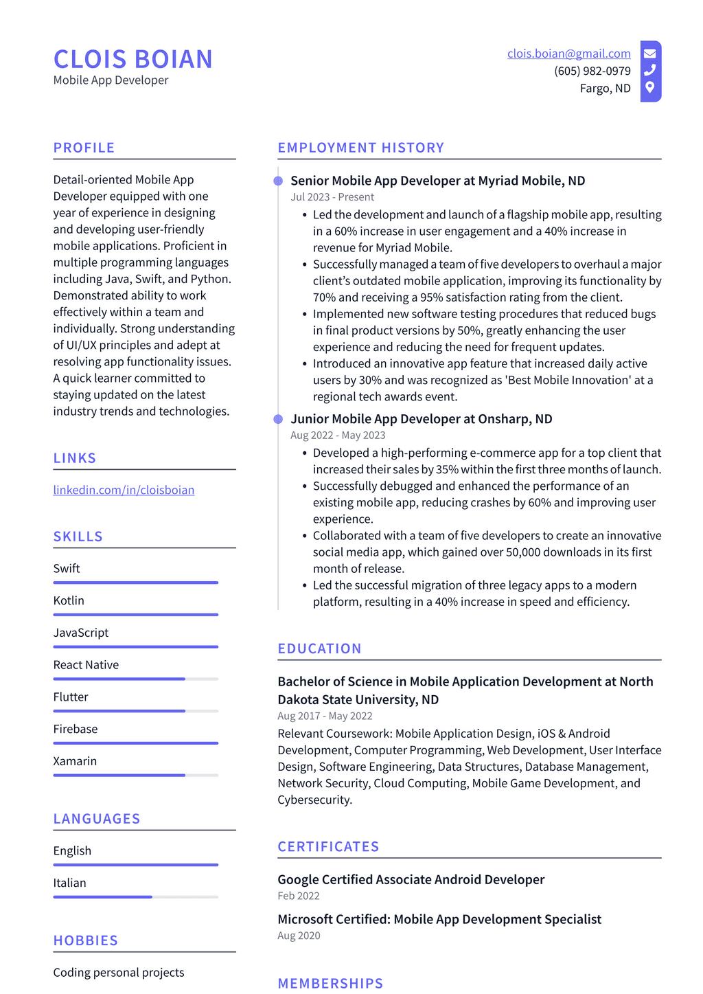 Oracle Mobile App Developer Resume Examples | ResumeCat