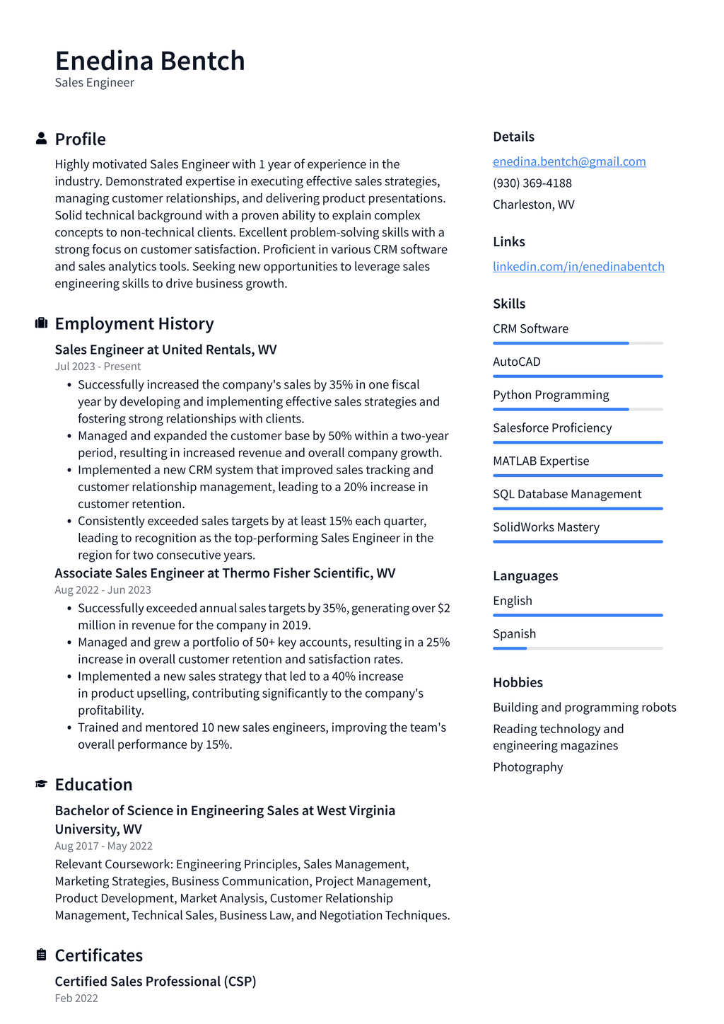 Oracle Sales Engineer Resume Examples | ResumeCat