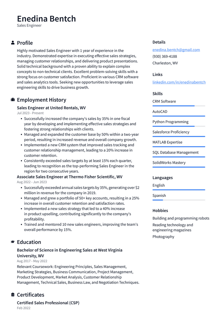 Oracle Sales Engineer Resume Examples | ResumeCat