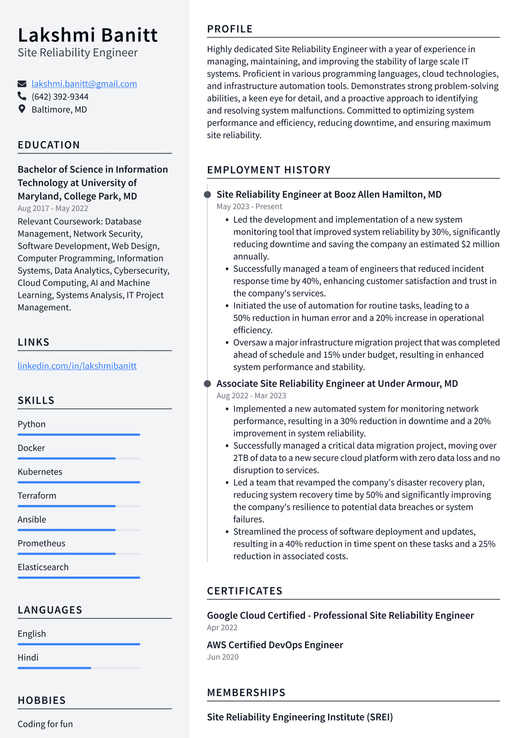 Oracle Site Reliability Engineer Resume Examples | ResumeCat
