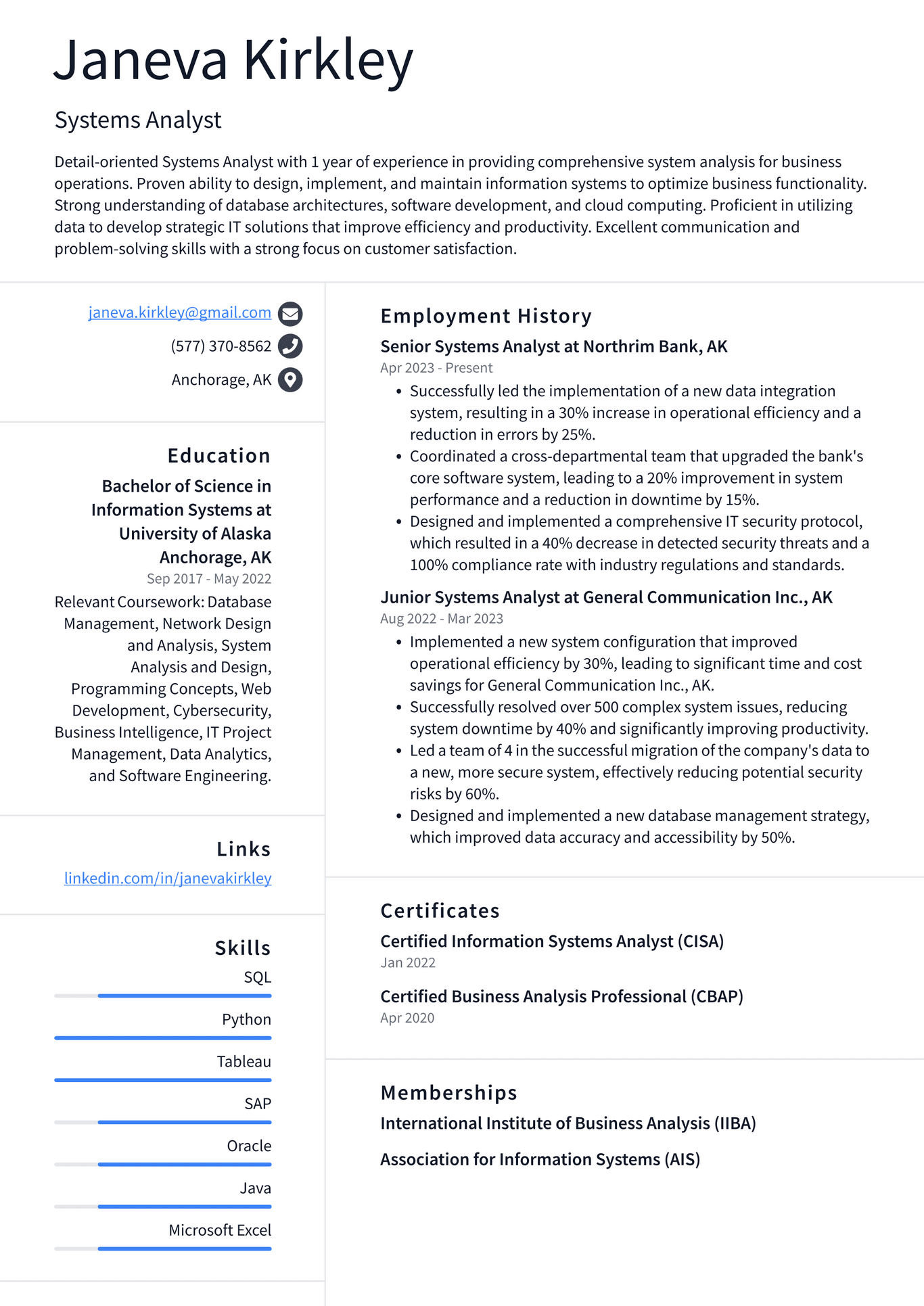 Oracle Systems Analyst Resume Examples | ResumeCat