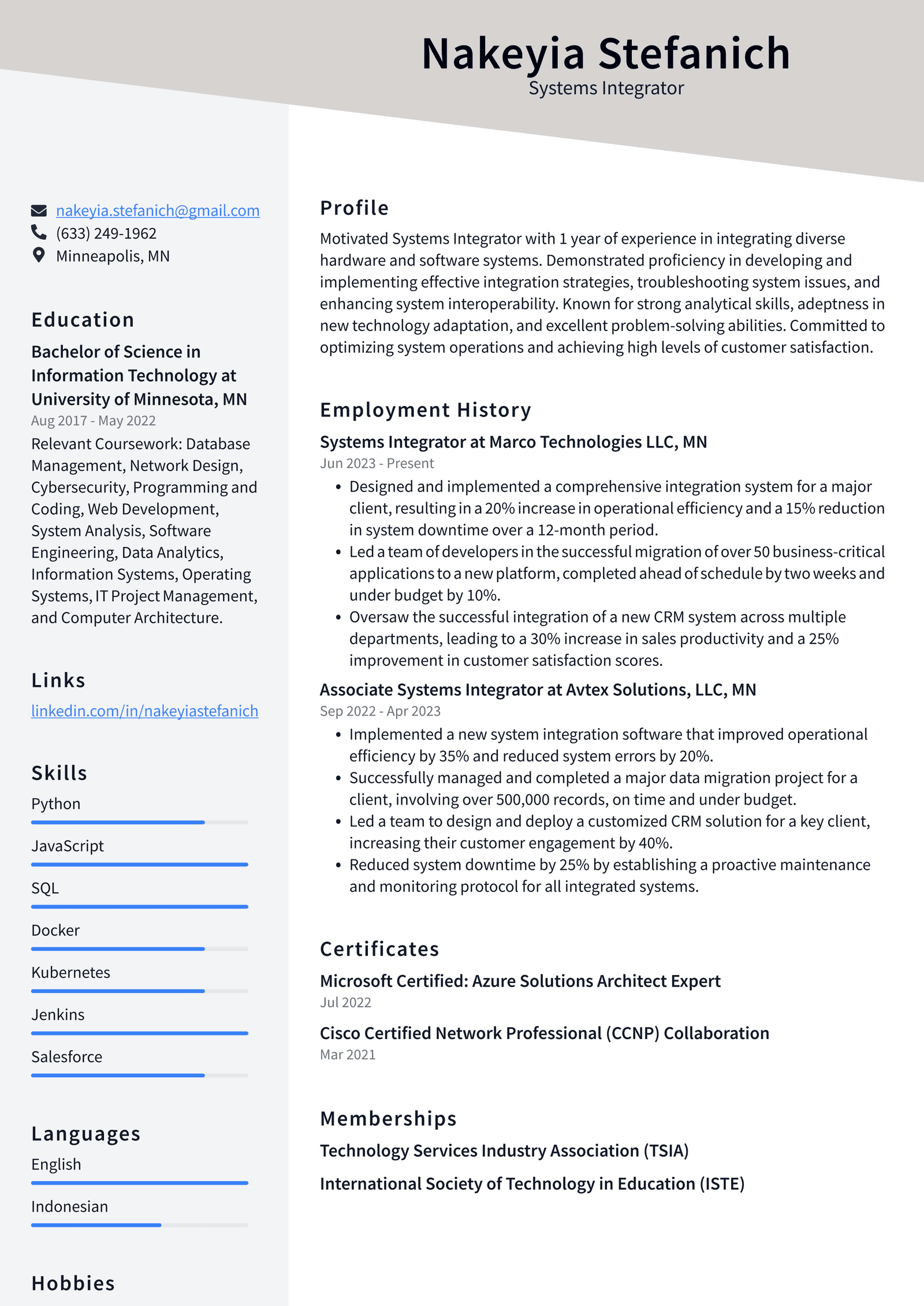 Oracle Systems Integrator Resume Examples | ResumeCat