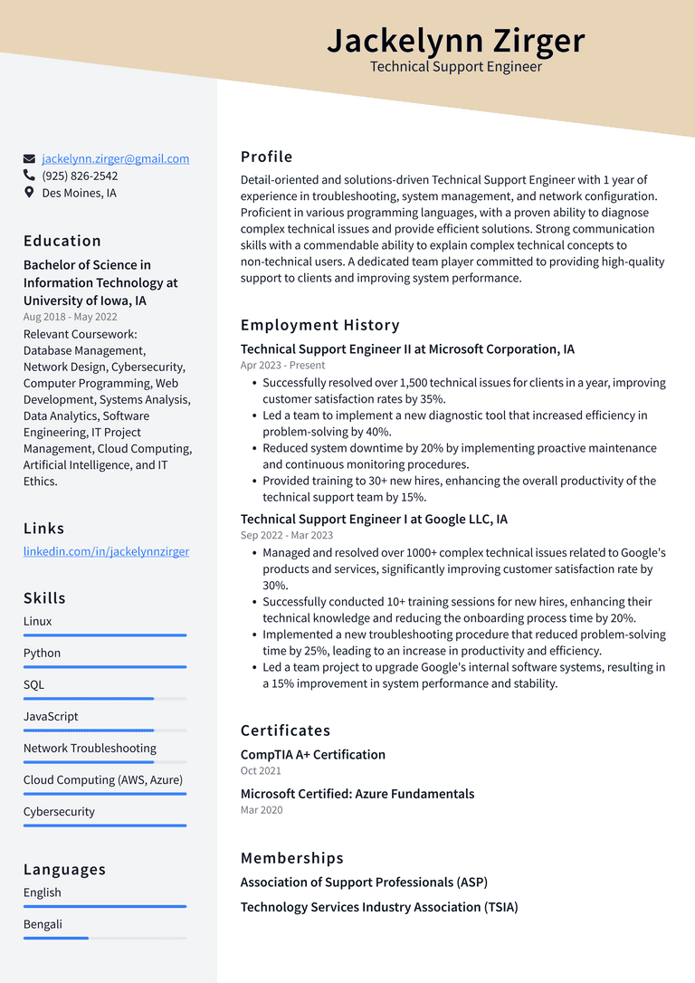Oracle Technical Support Engineer Resume Examples