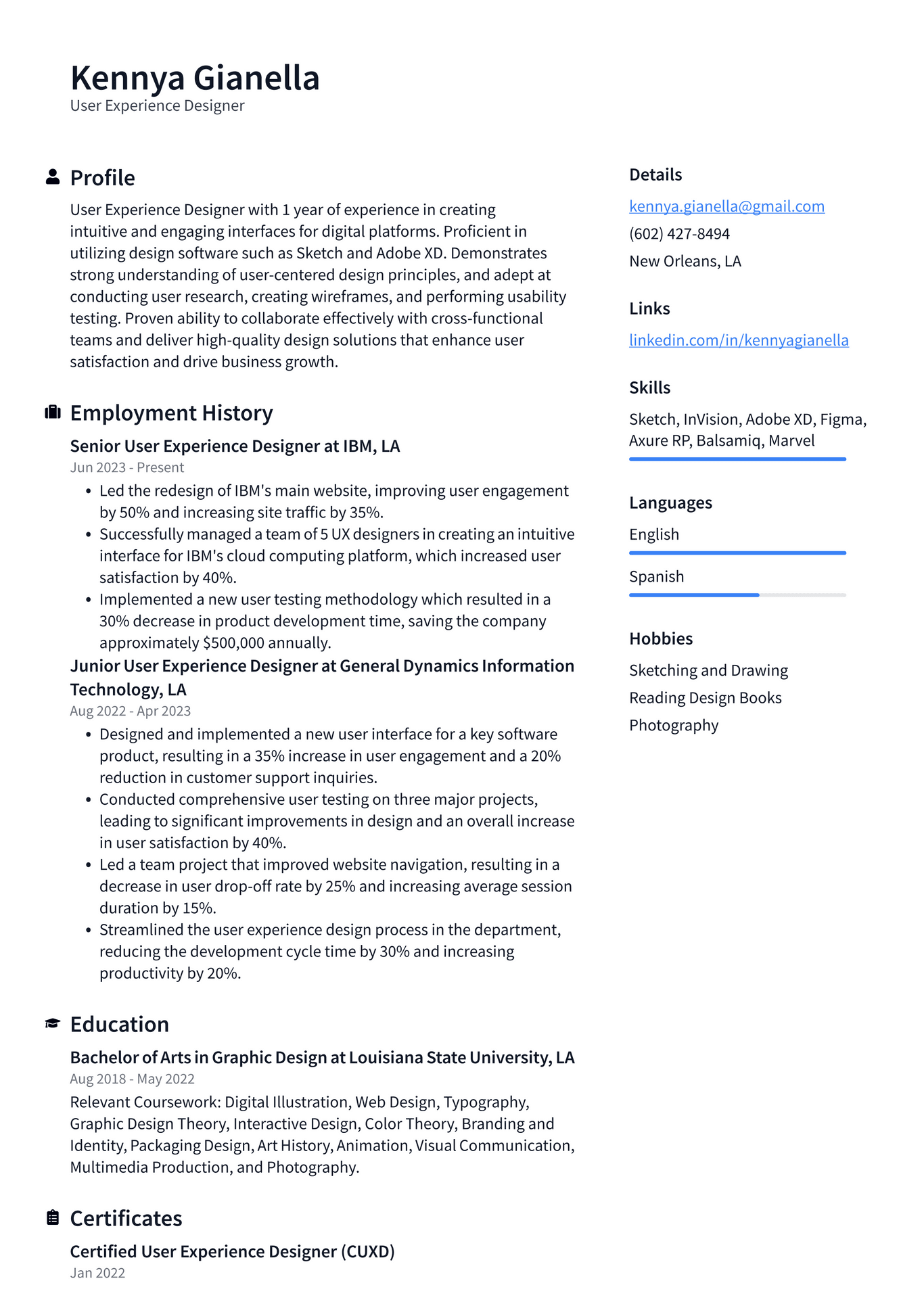 Oracle User Experience Designer Resume Examples | ResumeCat