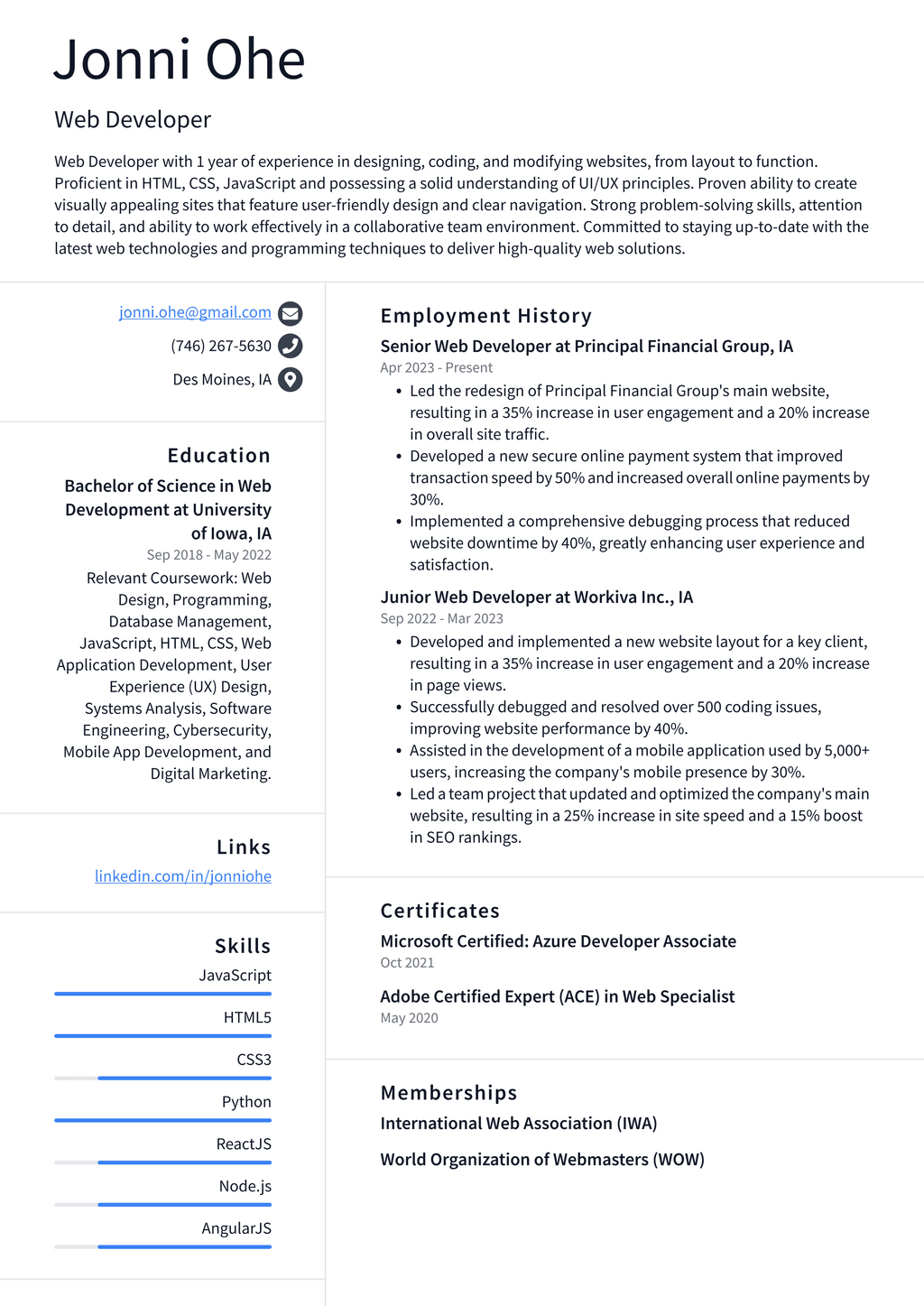 Oracle Web Developer Resume Examples | ResumeCat