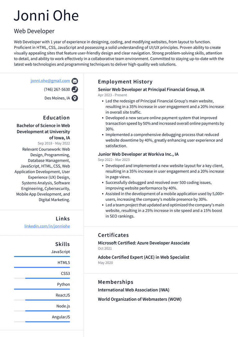 Oracle Web Developer Resume Examples | ResumeCat