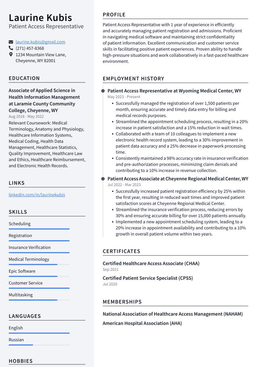 Top 18 Patient Access Representative Resume Objective Examples