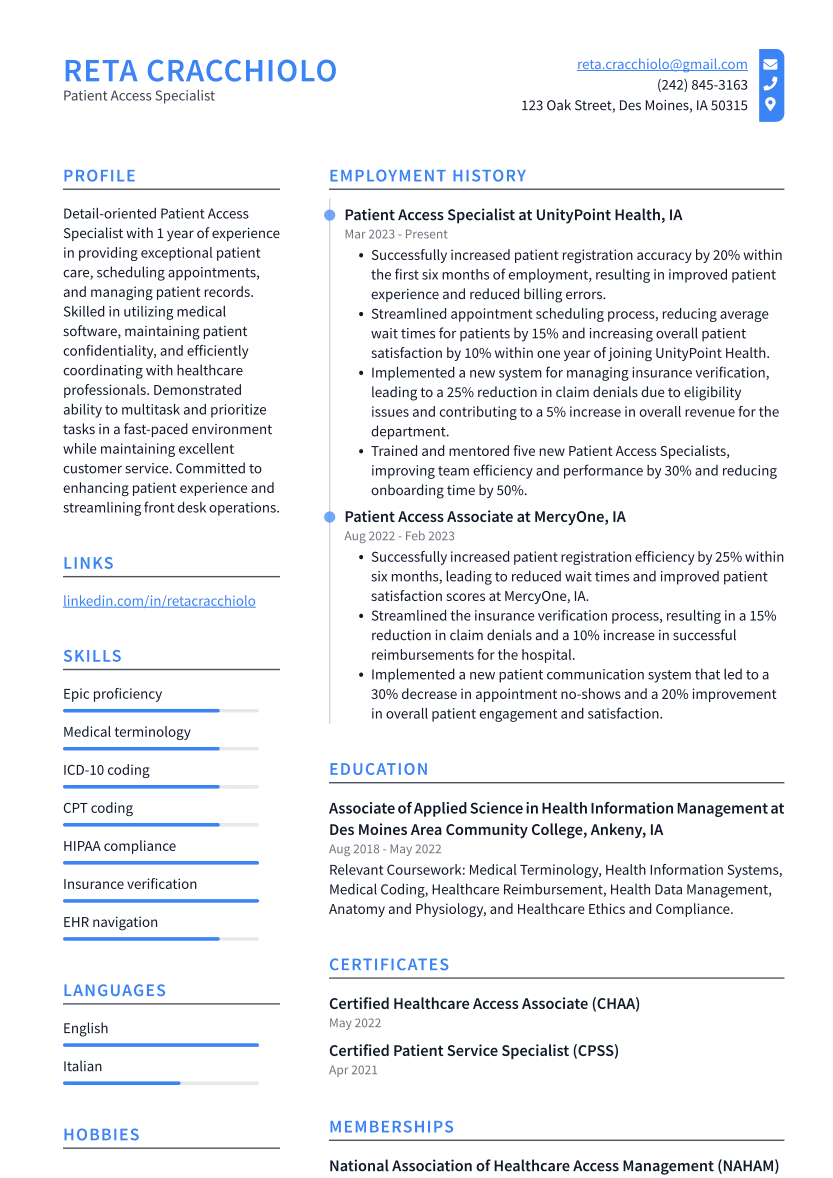 Top 16 Patient Access Specialist Resume Objective Examples