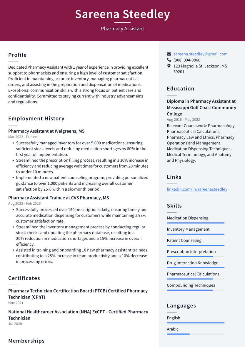 Top 16 Pharmacy Assistant Resume Objective Examples