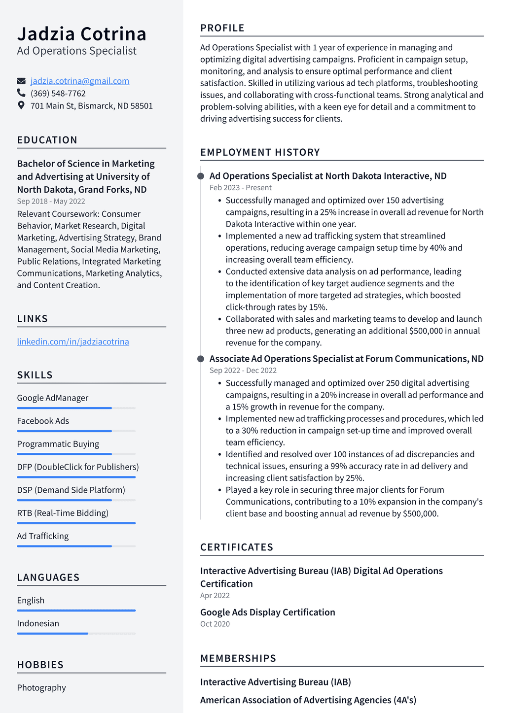 Pinterest Ad Operations Specialist Resume Examples