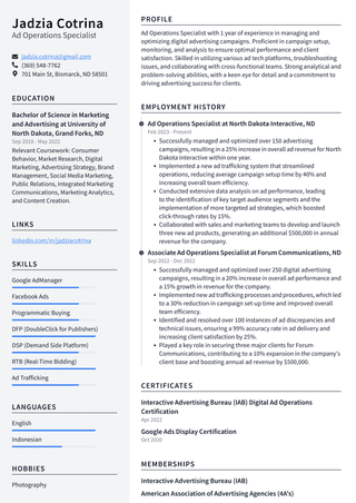 Pinterest Ad Operations Specialist Resume Examples