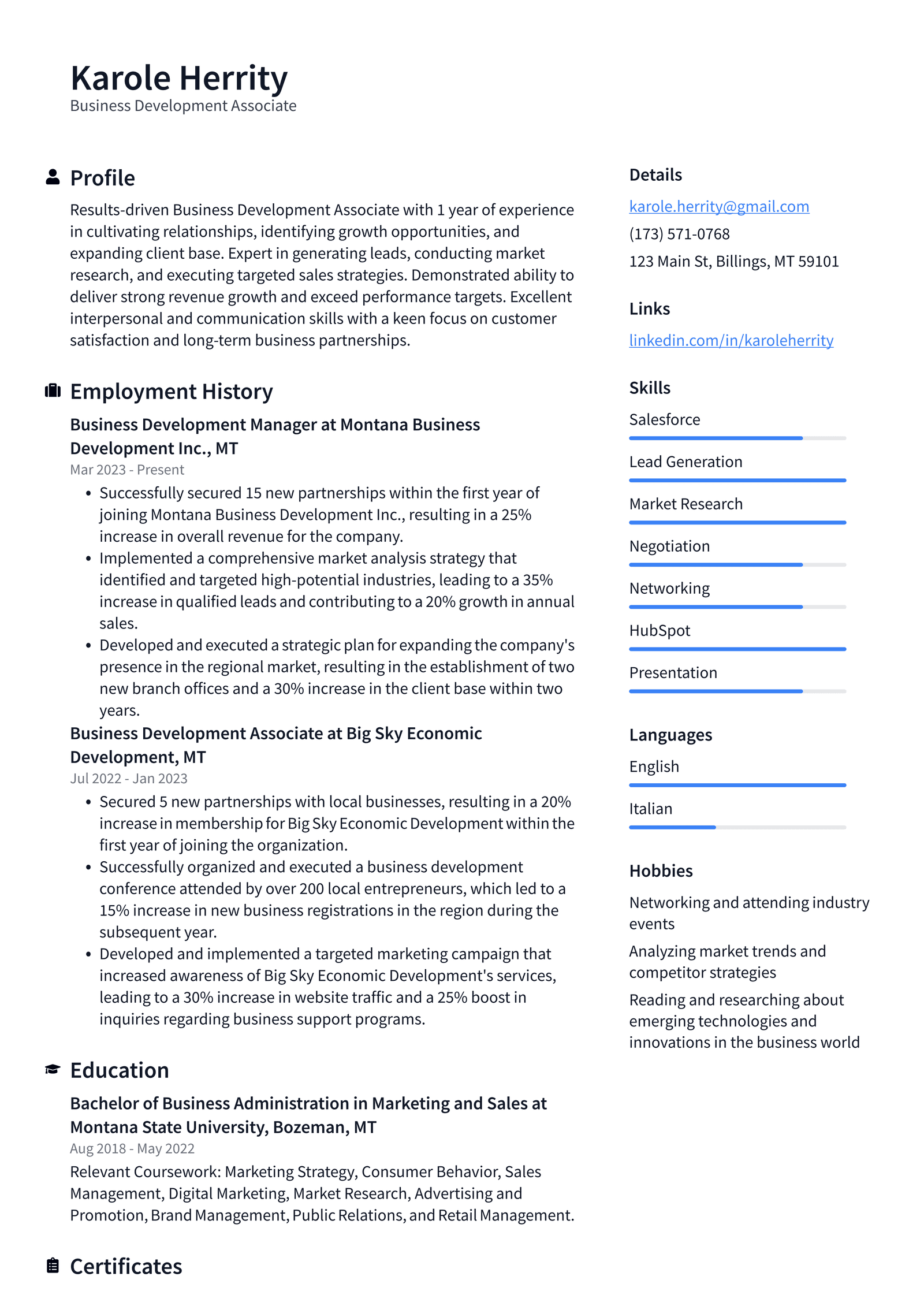 Pinterest Business Development Associate Resume Examples